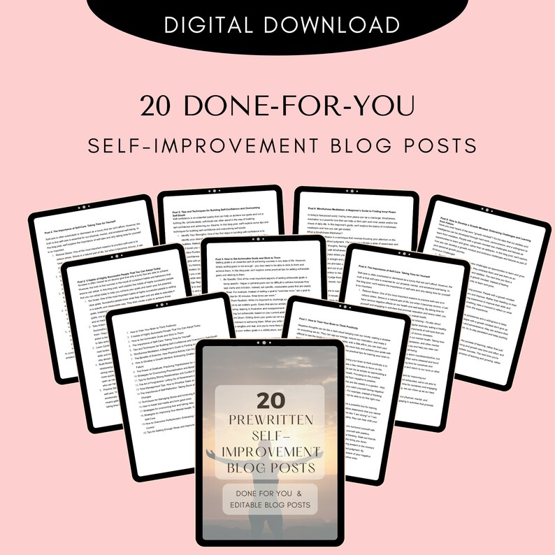 20 Prewritten Blog Posts on Self-improvement | Digital Download | Done ...