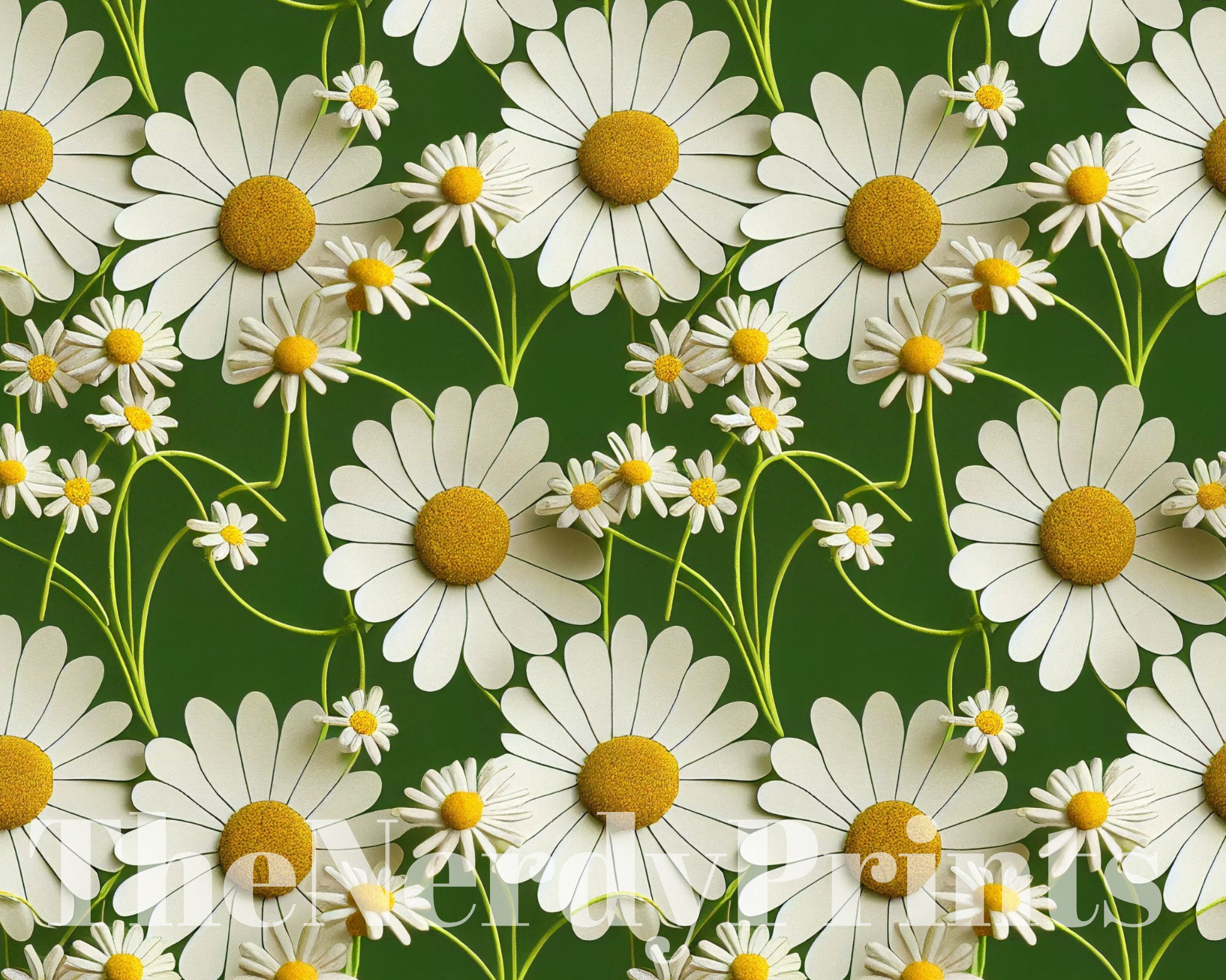 Daisy Flower Digital Paper, Seamless Pattern, Scrapbooking Paper, 8 ...