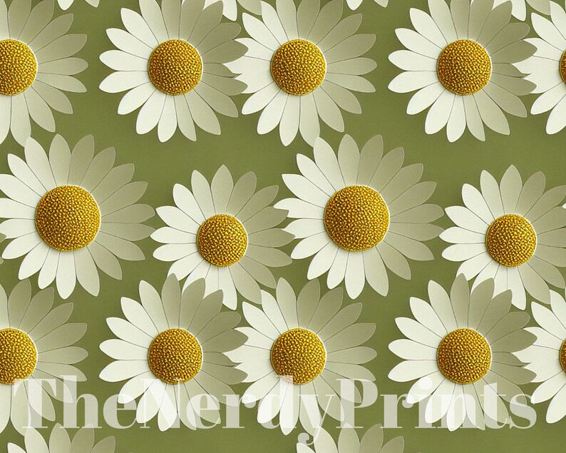 Daisy Flower Digital Paper, Seamless Pattern, Scrapbooking Paper, 8 ...