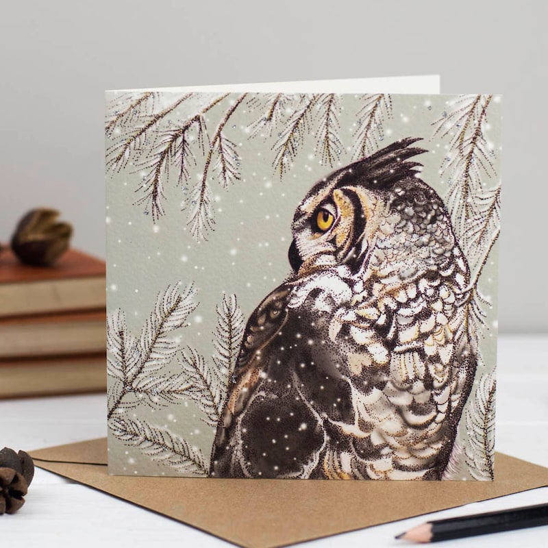 Owl Christmas Card - Etsy