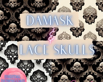 Skull Damask Print - Etsy