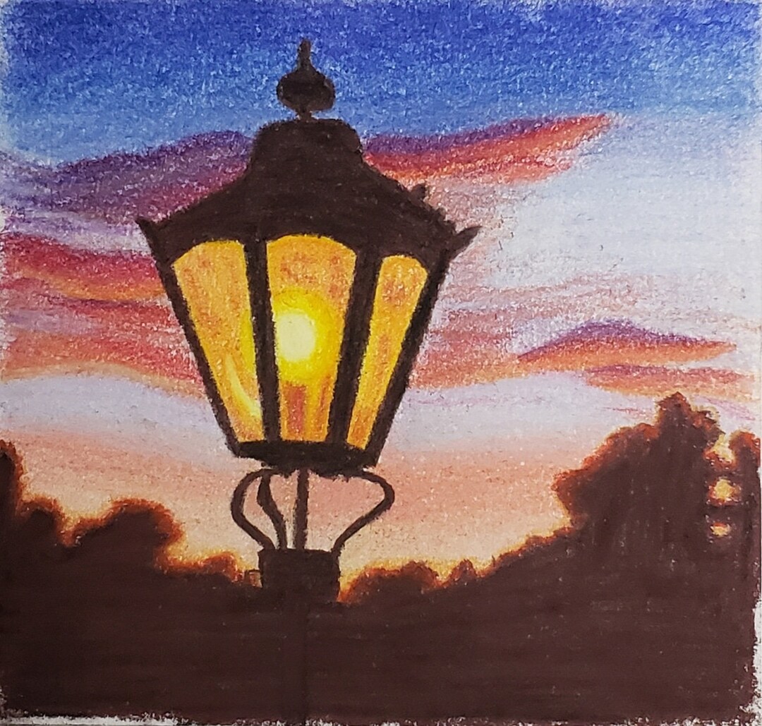 Sunset Lamplight- Pastel Drawing, Framed Fine Art, Original Wall Decor ...