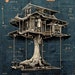 Treehouse Plans Art Printable, Digital Download Artwork, Tree House Art ...