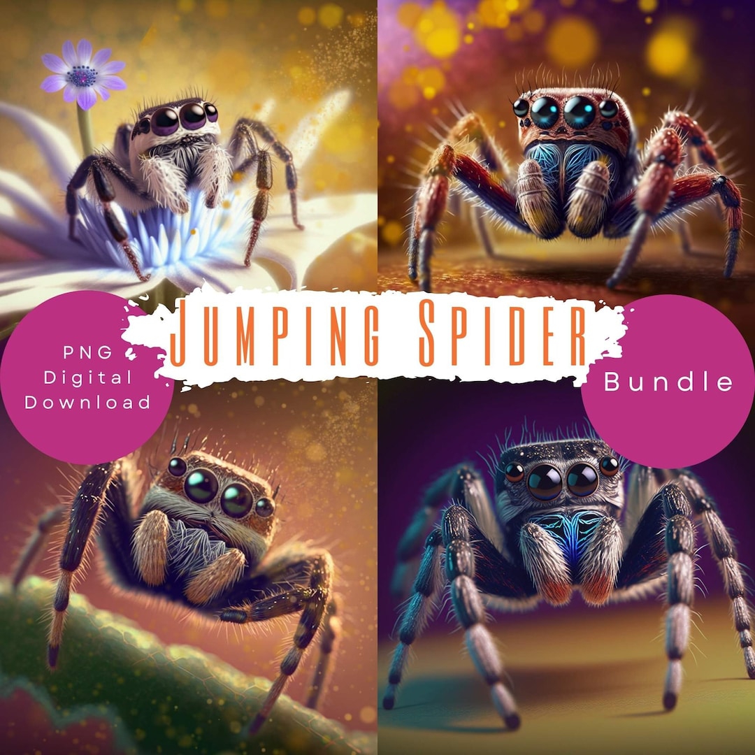 BUNDLE 4 PNG Jumping Spider Digital Downloads for Limited Commercial ...