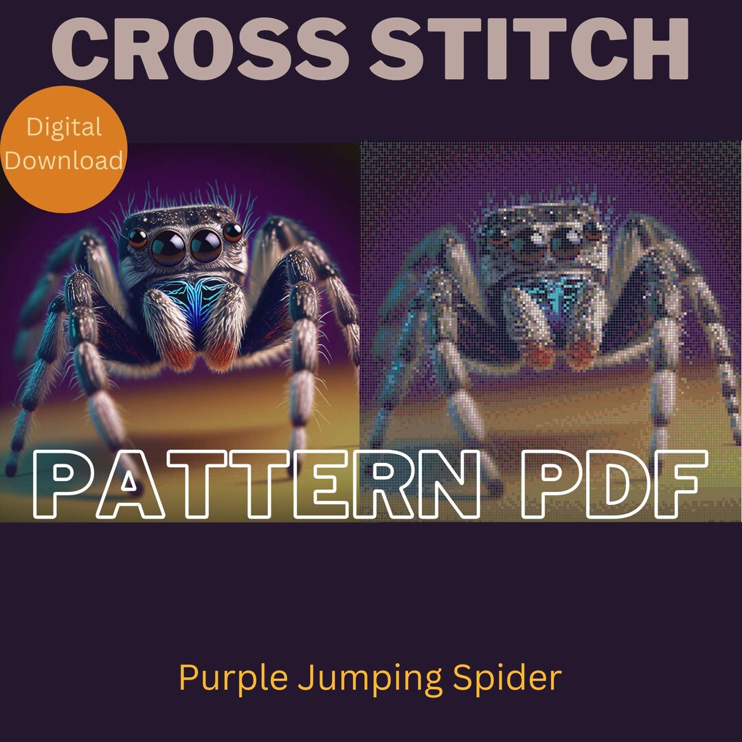 Purple Jumping Spider Cross Stitch Pattern PDF Digital Download ...