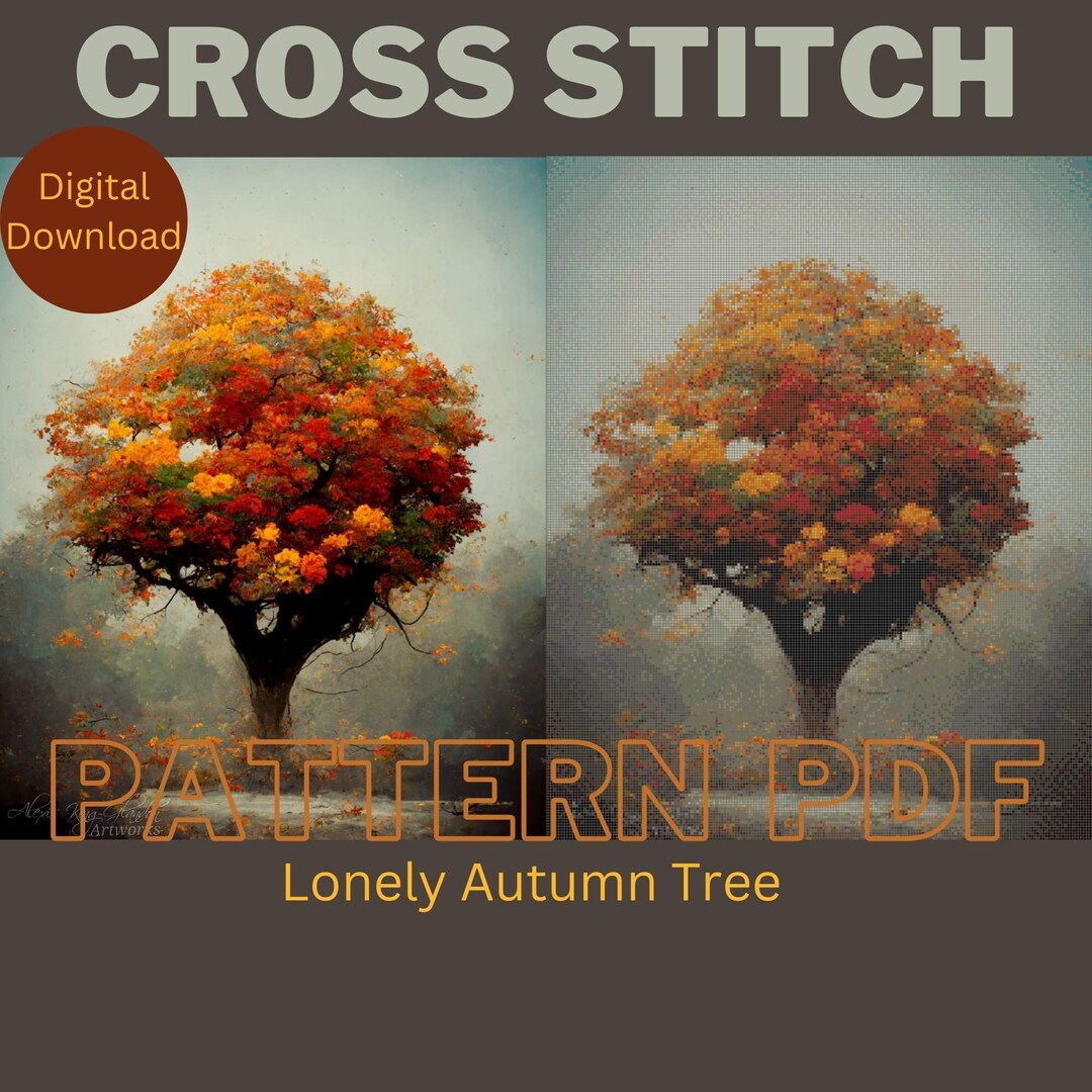 Lonely Autumn Tree Cross Stitch Pattern PDF Digital Download ...