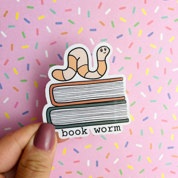 Book Worm Sticker Vinyl Sticker Laptop Sticker Book Lover - Etsy