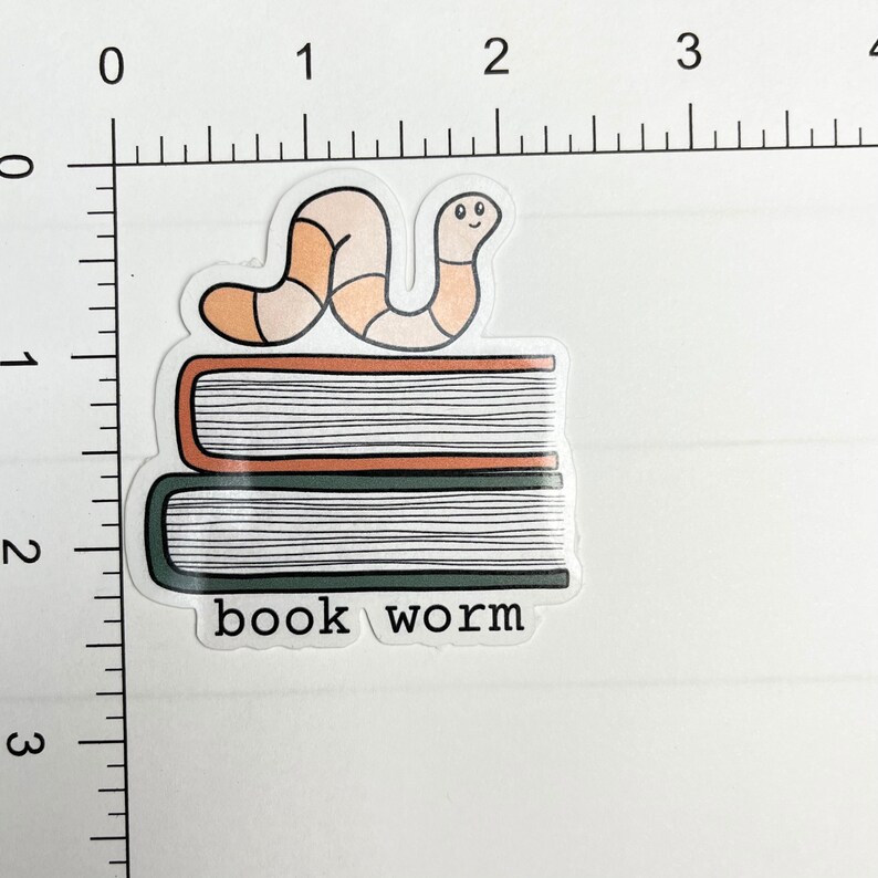 Book Worm Sticker Vinyl Sticker Laptop Sticker Book Lover - Etsy