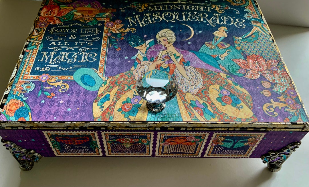 Midnight Masquerade Decorated Cigar Box – Altered Keepsake Box With ...