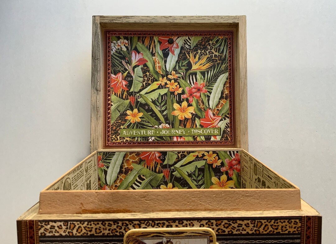 Jungle Decorated Cigar Boxmemory Display Boxsafari Theme With Lions and ...