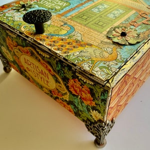Artisan Style Decorated Cigar Box – Peacock Theme, Graphic 45 Collage ...