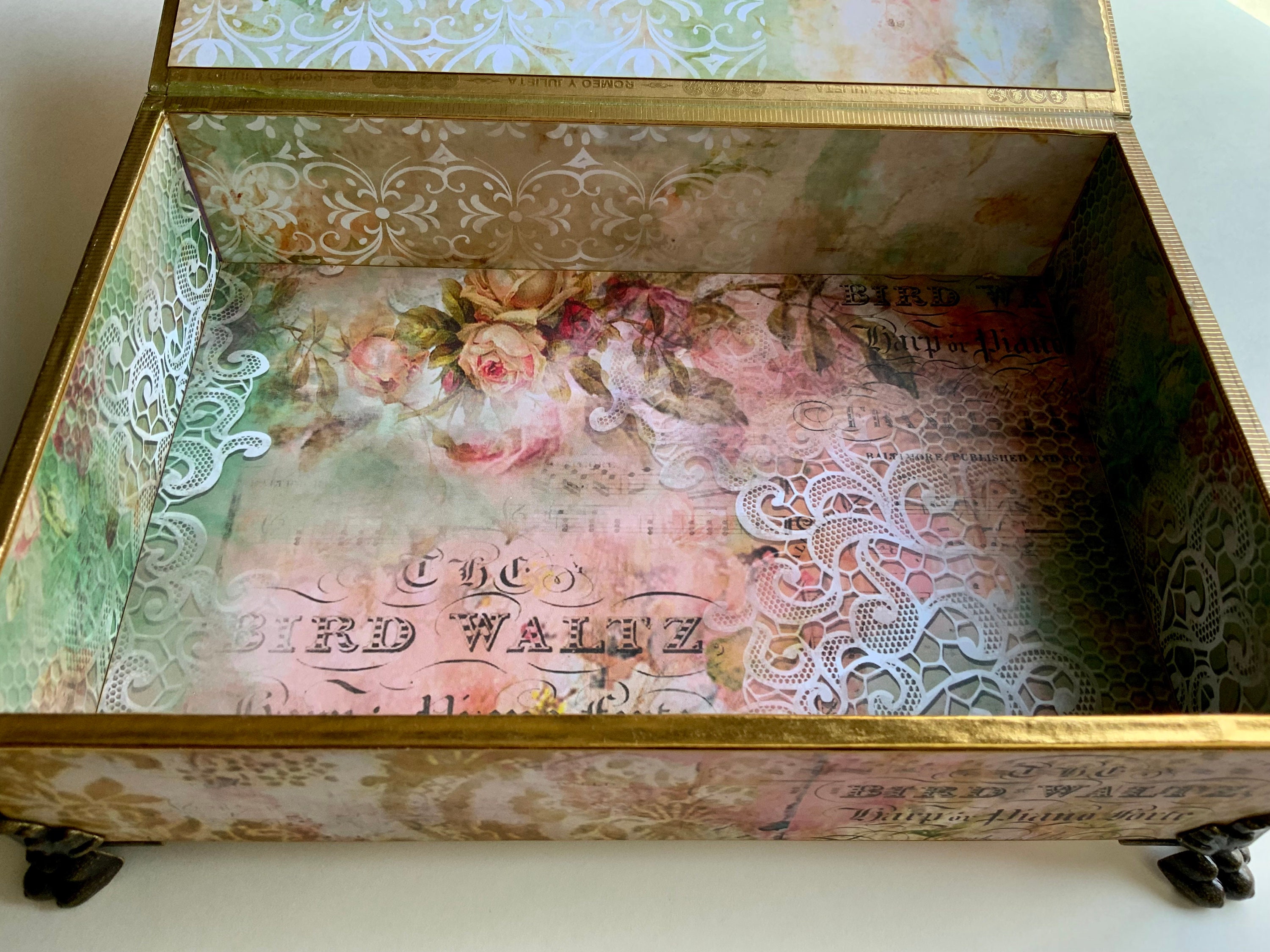 Pink Roses Decorated Cigar Box, Floral Art Box, Music and Roses Jewelry ...