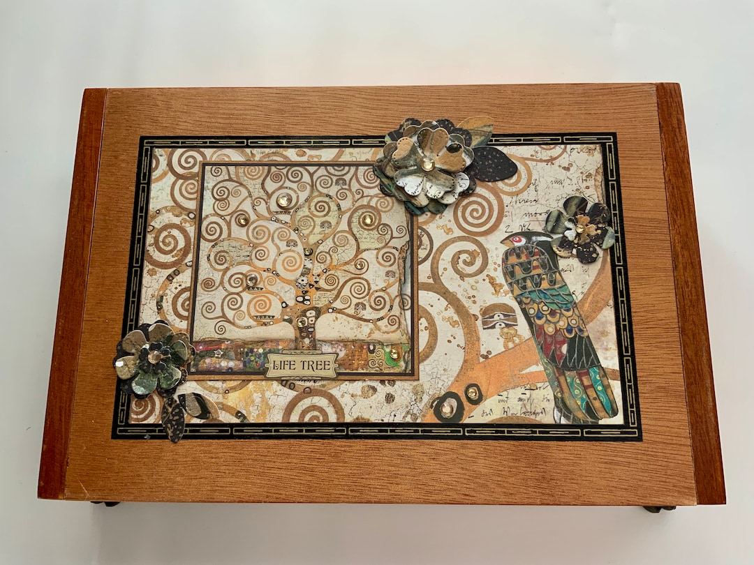 Tree of Life Klimt Decorated Wooden Cigar Boxbirthday Giftengagement ...