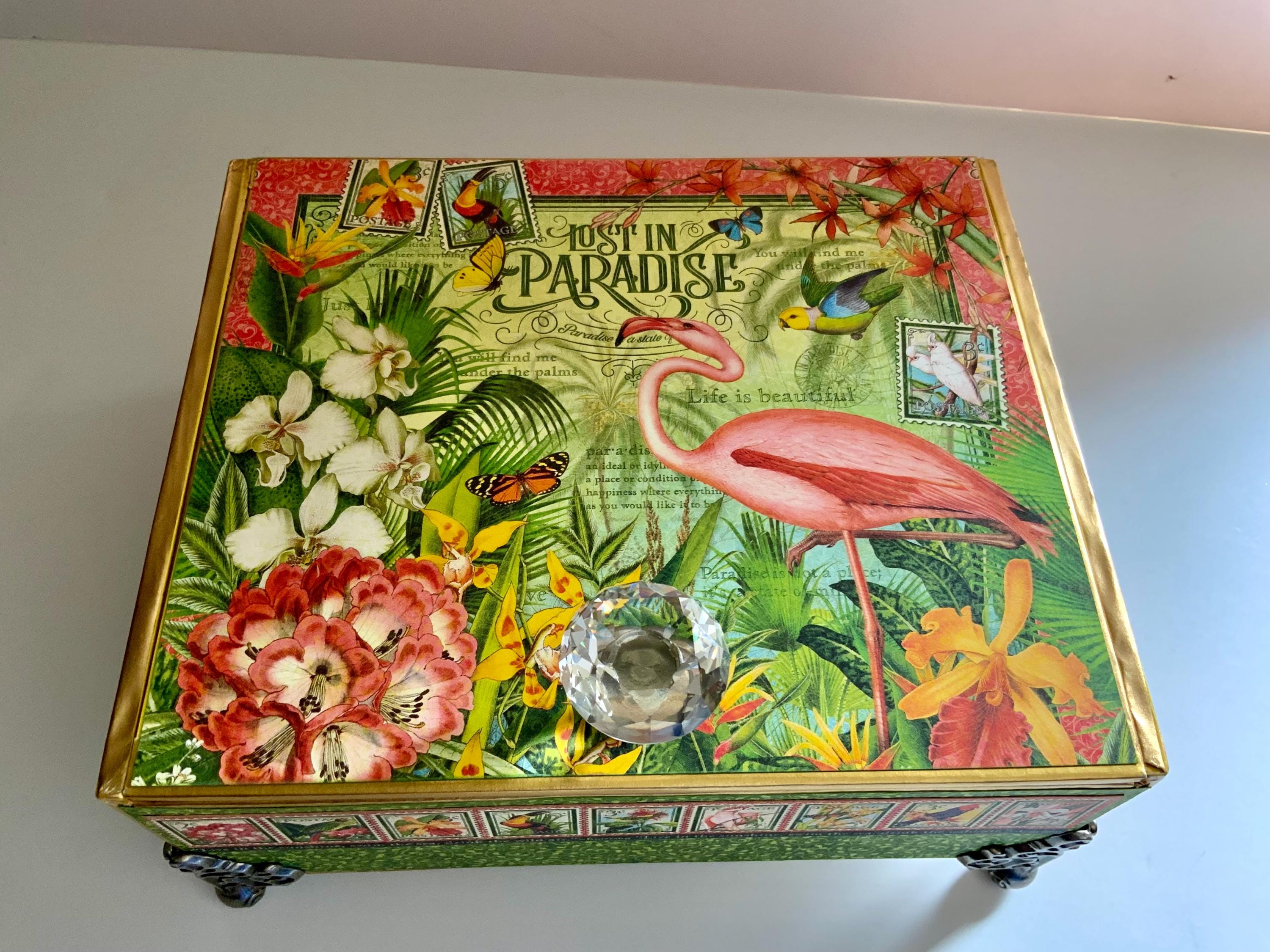 Welcome to Paradise Decorated Cigar Box, Keepsake Memory Box, Honeymoon ...