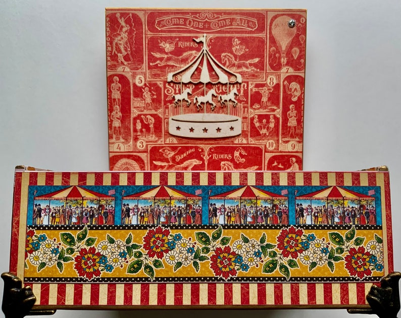 Circus Carousel Decorated Cigar Box – Vintage Fair Theme, Balloons ...