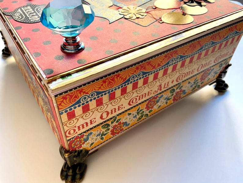 Circus Carousel Decorated Cigar Box – Vintage Fair Theme, Balloons ...