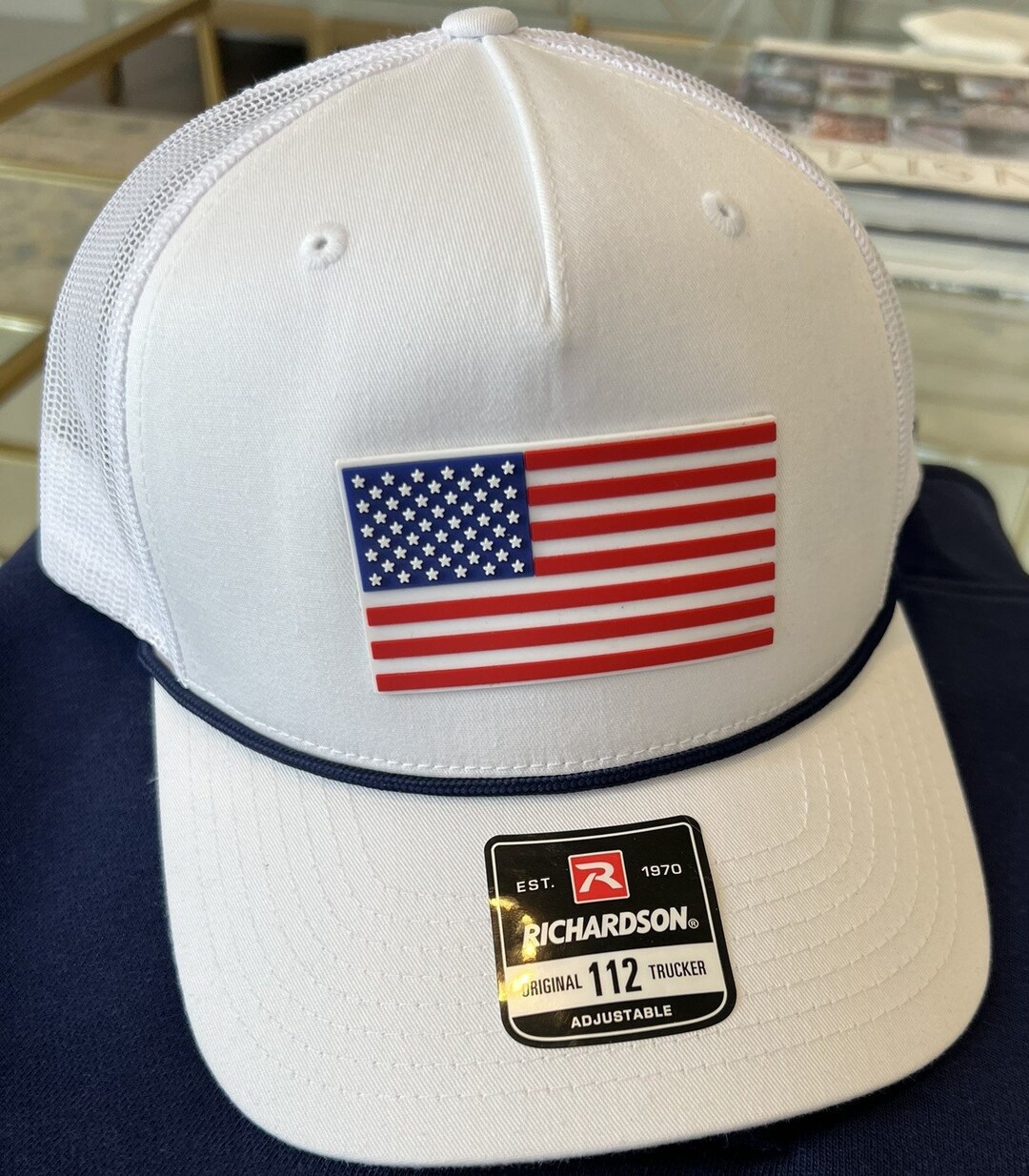 USA Flag Hat With PVC Rubberized Patch Richardson Rope Trucker Hat - Etsy
