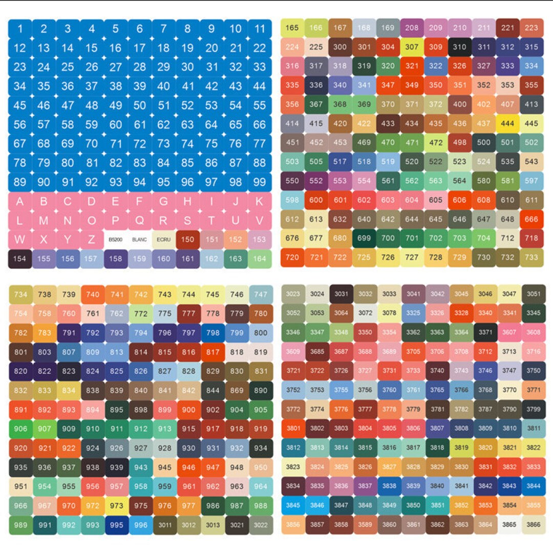 Tiny Square Multicolor DMC Diamond Painting Labels, Color DMC Stickers ...