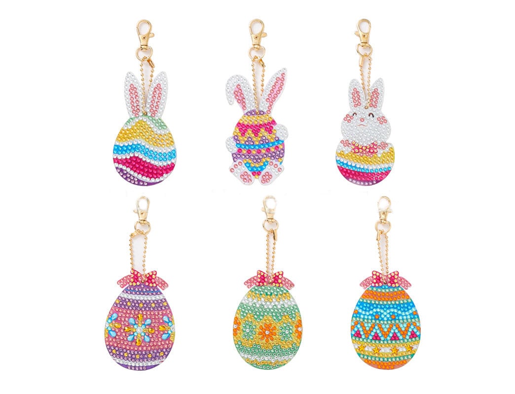Multicolor 6pcs DIY Easter Eggs Pattern Key Chains With Full - Etsy