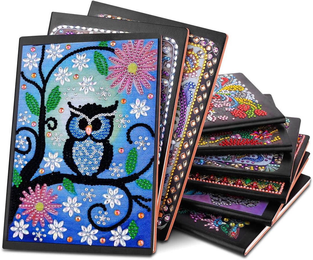5D DIY Diamond Painting Night Owl Pattern Wide Line Journal Notebook ...