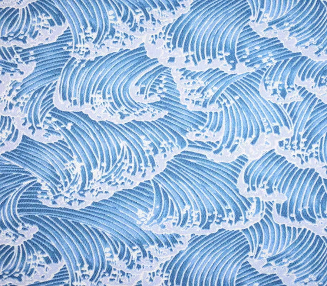 Blue Waves, 100% Cotton Fabric by the Yard, Quilting Fabric, Apparel ...