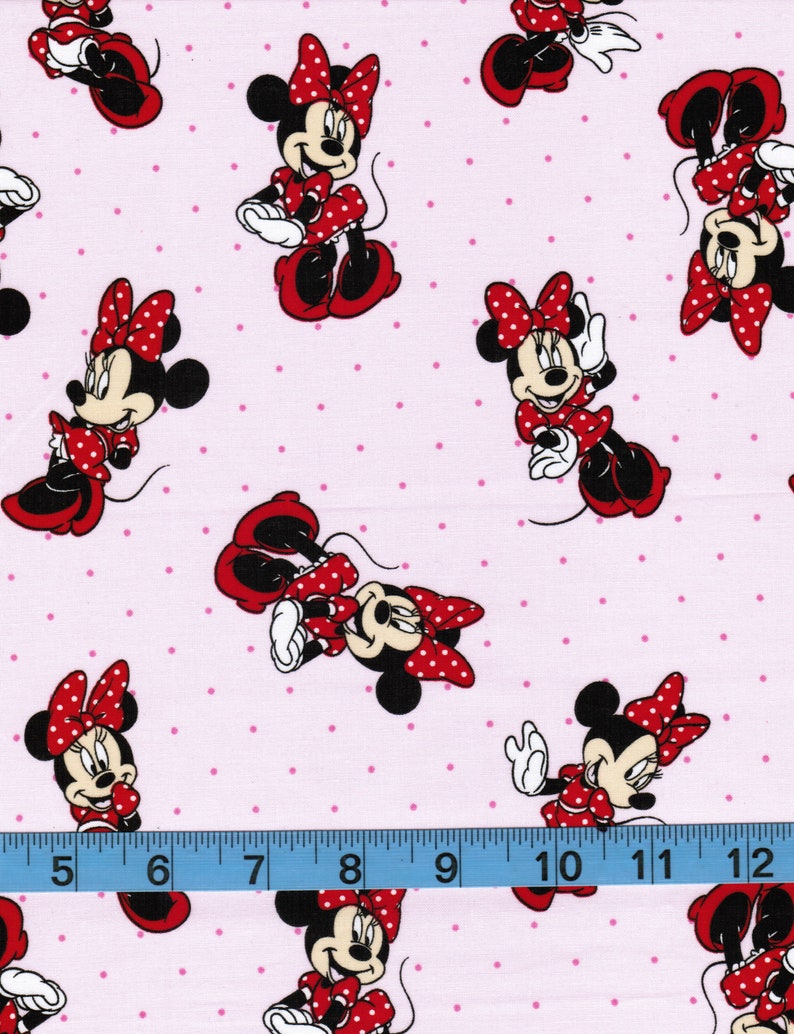 Pink Minnie Mouse Disney Polka Dots 100% Cotton Fabric by - Etsy