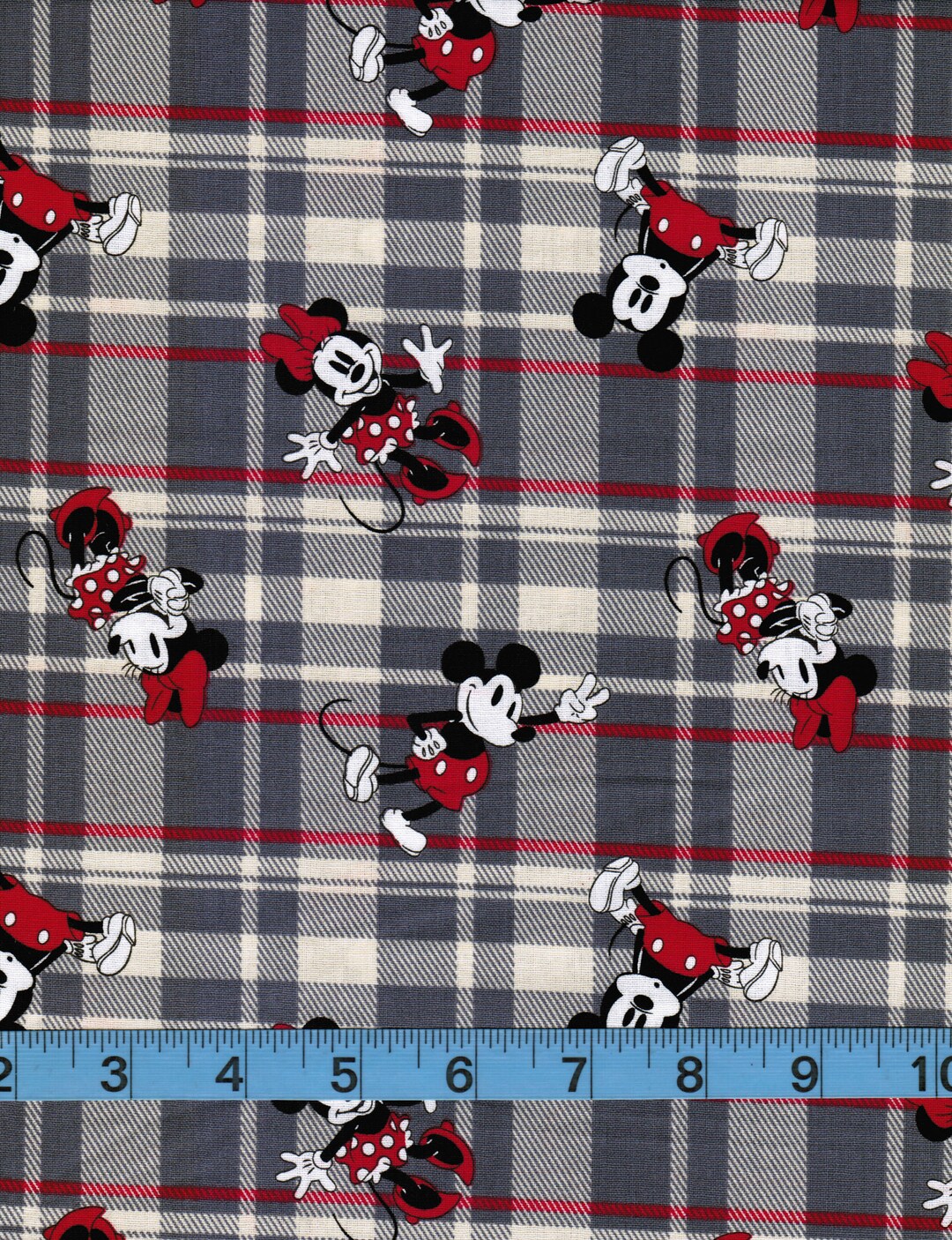 Disney Mickey & Minnie Plaid, 100% Cotton Fabric by the Yard, Quilt ...