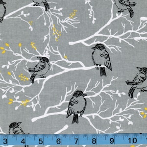 Black Birds on Branches, 100% Cotton Fabric by the Yard, Quilting ...