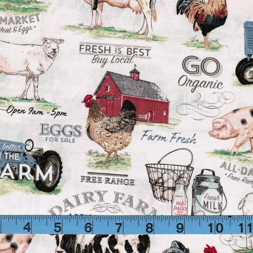 Farm Animal Fabric 100% Cotton Fabric Fabric by the Yard - Etsy