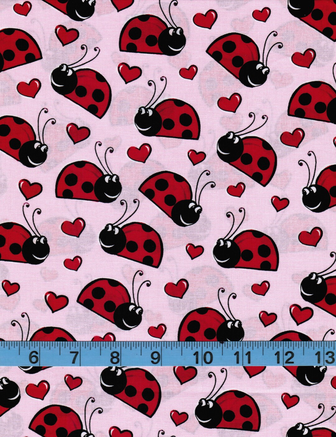 Happy Ladybugs on Pink, 100% Cotton Fabric by the Yard, Quilting ...