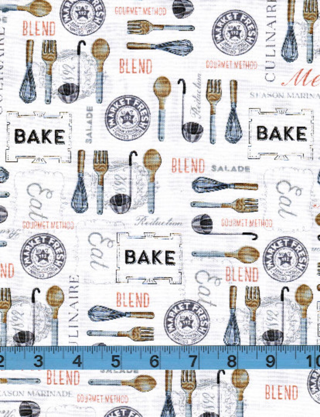 Gourmet Kitchen, 100% Cotton Fabric by the Yard, Quilt Fabric, Apparel ...