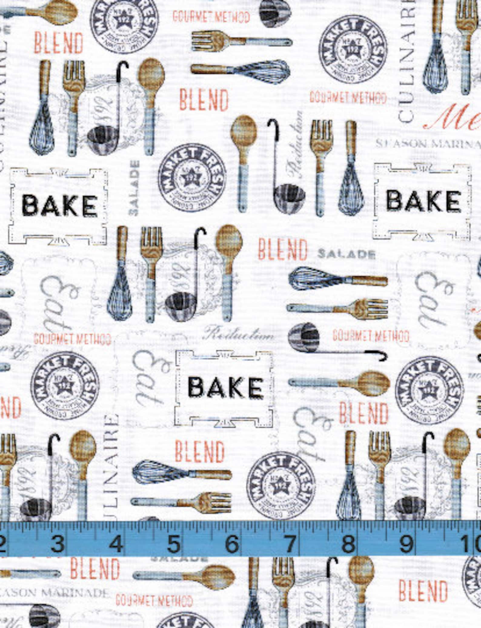 Gourmet Kitchen, 100% Cotton Fabric by the Yard, Quilt Fabric, Apparel ...