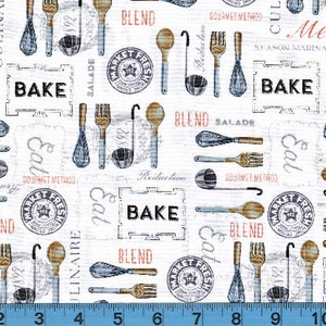 Gourmet Kitchen, 100% Cotton Fabric by the Yard, Quilt Fabric, Apparel ...
