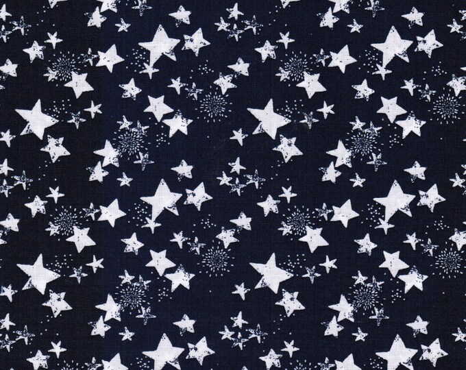 17" Remnant Scattered Stars on Navy, 100% Cotton Fabric, Quilting ...