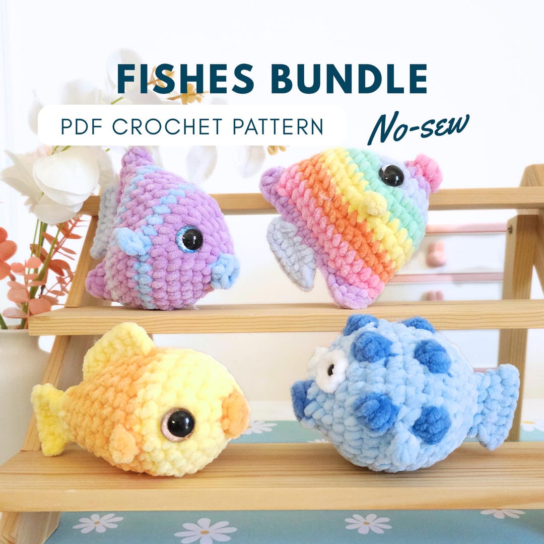 3 in 1 No-sew Crochet Patterns - Pufferfish - Angelfish - Fish ...
