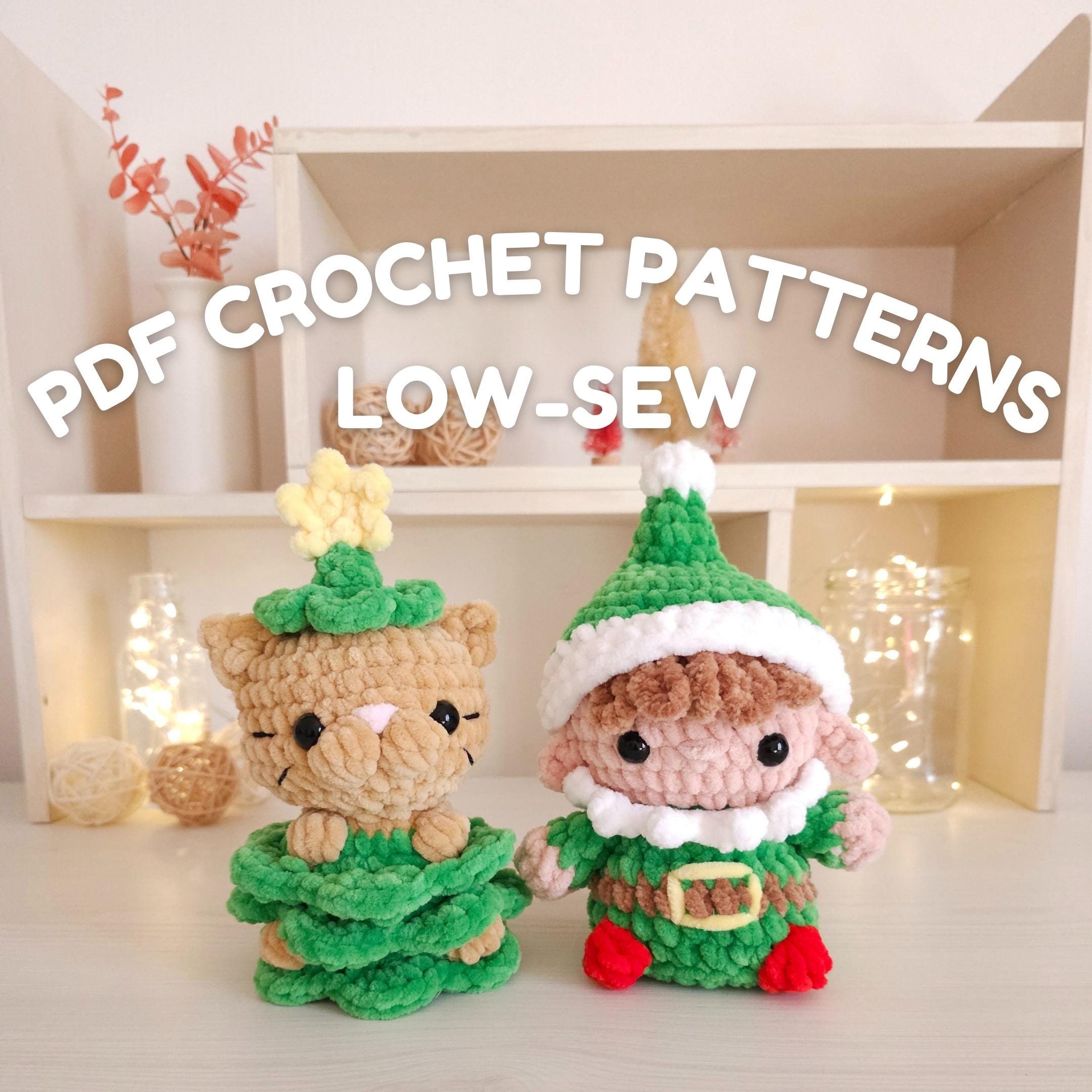 2 in 1 Crochet Patterns - Cat-tree & Little Elf - Low-sew Christmas ...
