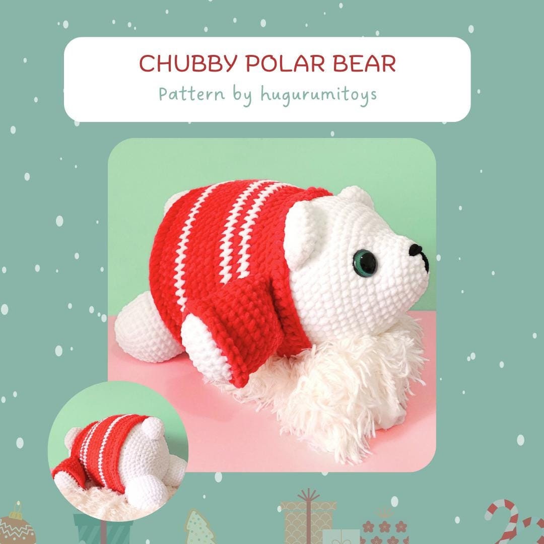 Crochet Pattern Chubby Polar Bear Christmas Amigurumi 45 Cm Animals ...