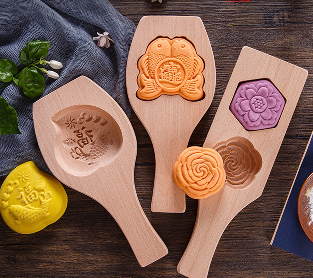 Wooden Mooncake Baking Mold,mandarin Duck Lotus Mooncake Mold,peony ...