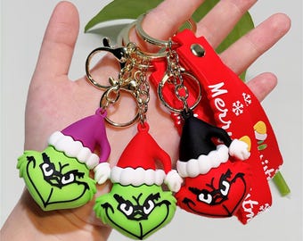 The Grinch Face Keychain - Etsy