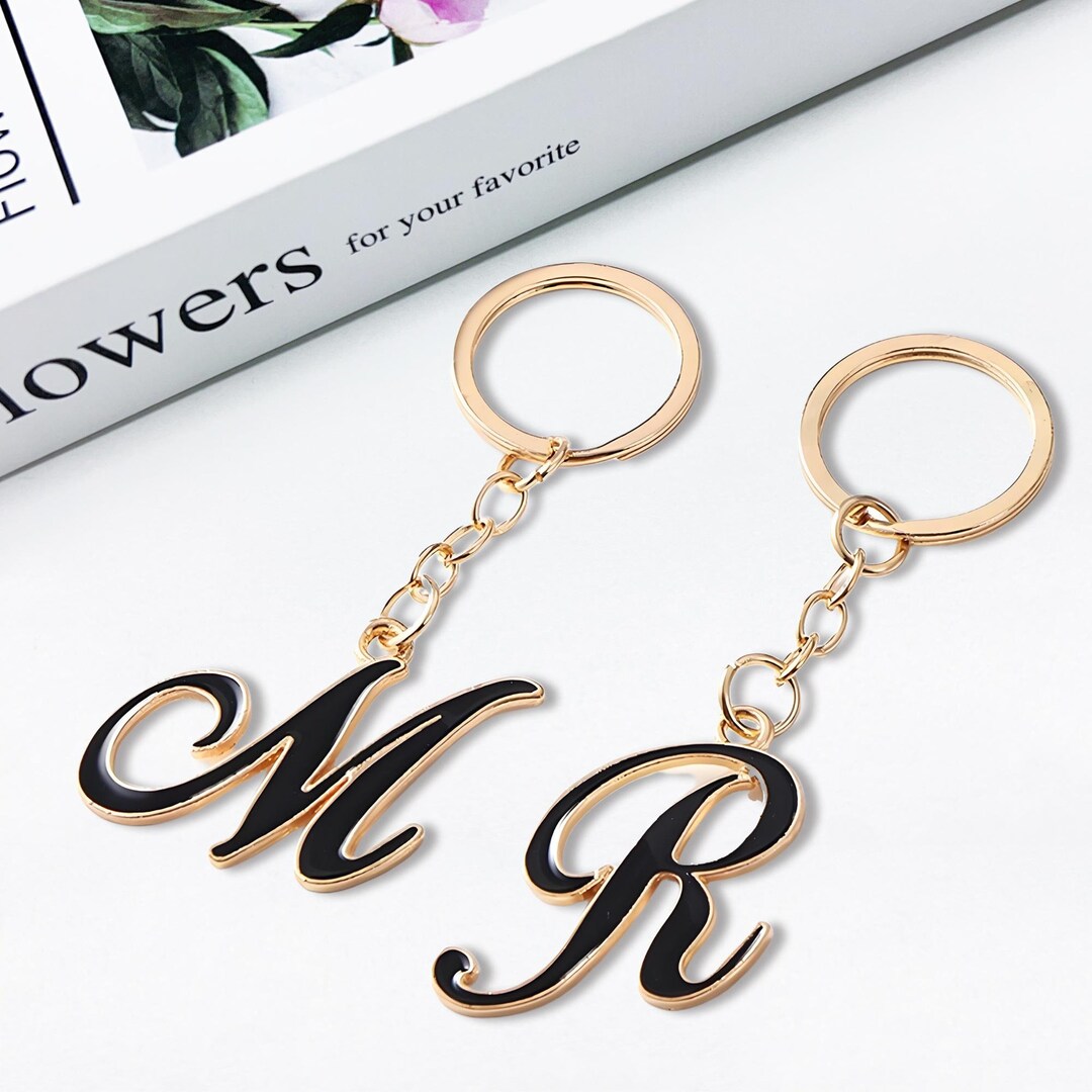 Personalized 26 Initials Keychain, Letters Pendant Keychain, Gold Charm ...