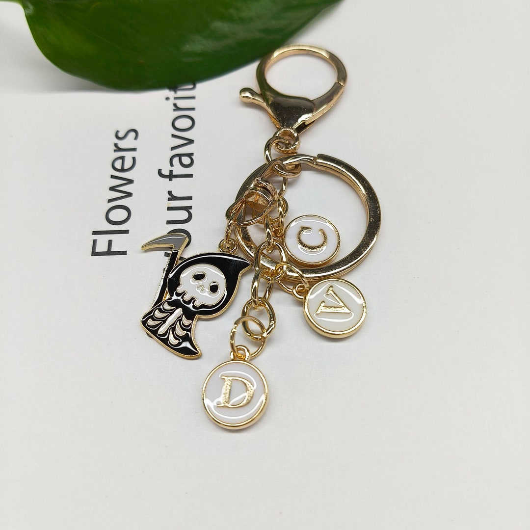 Personalized Cute Death Keychain, DIY Letter Pumpkin Key Chain, Custom ...
