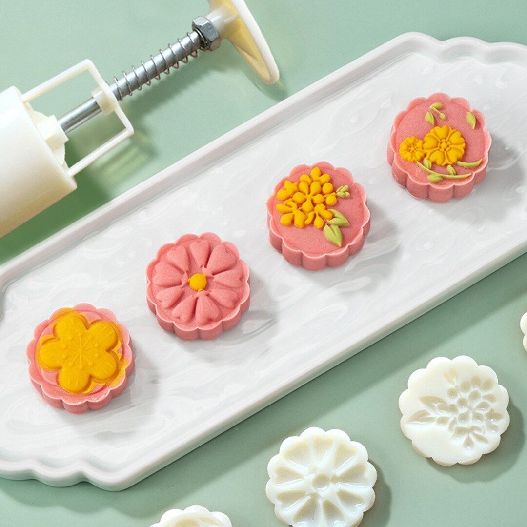 Flowers Moon Cake Mold,silicone Mooncake Mold,chinese Festival Pastry ...