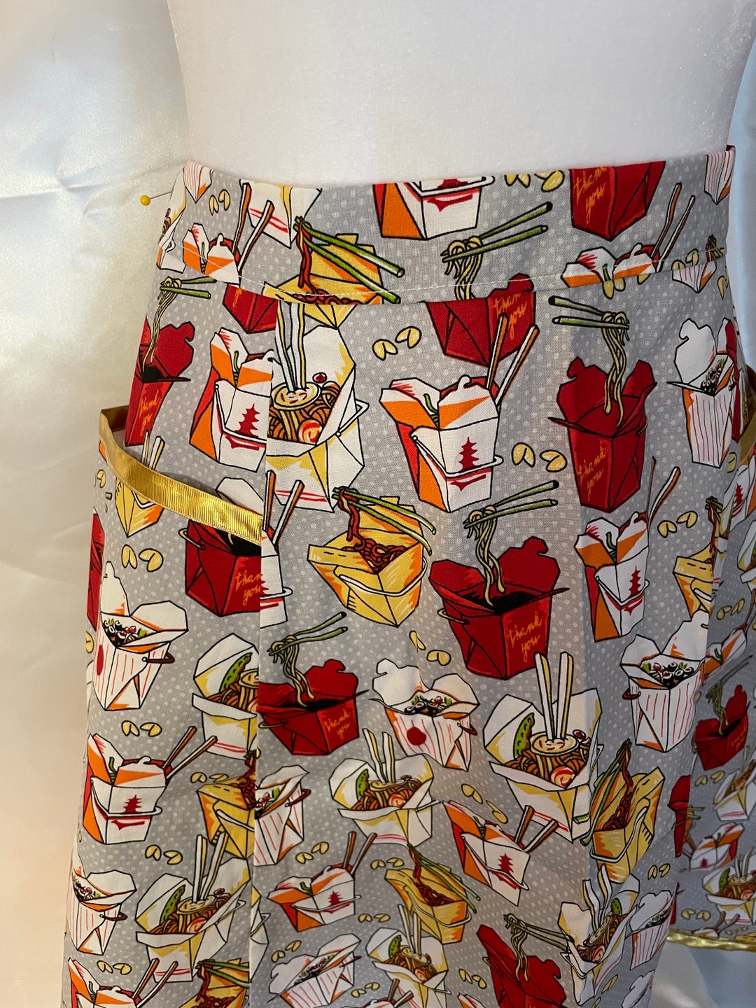 Single Tier Chinese Take Out Vintage Inspired Cotton Apron - Etsy