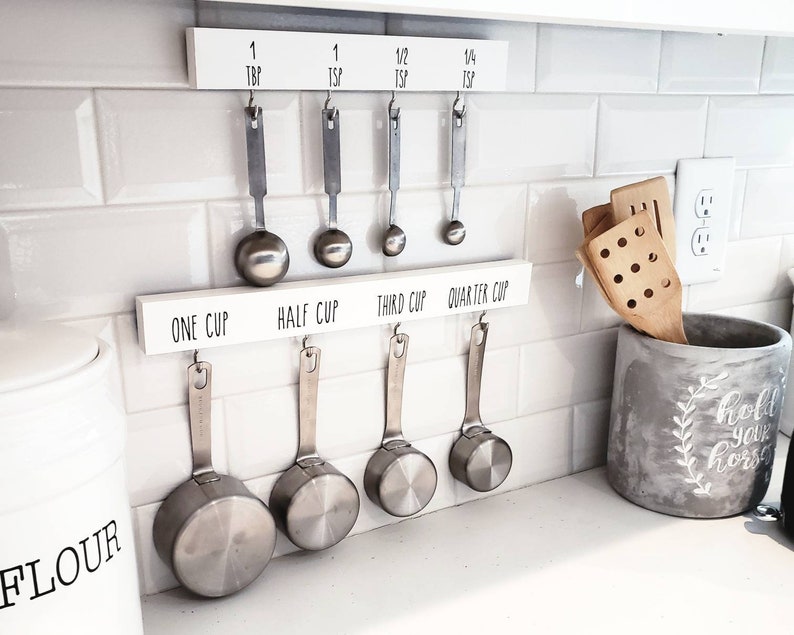 Measuring Cup & Spoon Holder Set, Organizer, Kitchen Storage, Farmhouse ...
