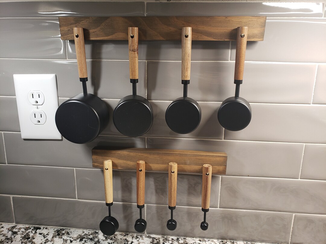 Custom Kitchen Organizer, Measuring Cup and Spoon Holder Set, Wood ...