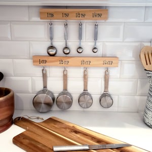 Kitchen Organizer, Measuring Cup and Spoon Holder, Wood Kitchen Storage ...