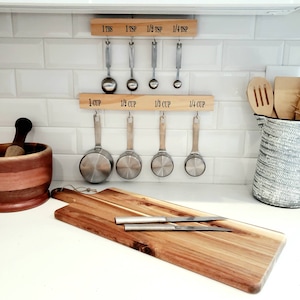 Kitchen Organizer, Measuring Cup and Spoon Holder, Wood Kitchen Storage ...