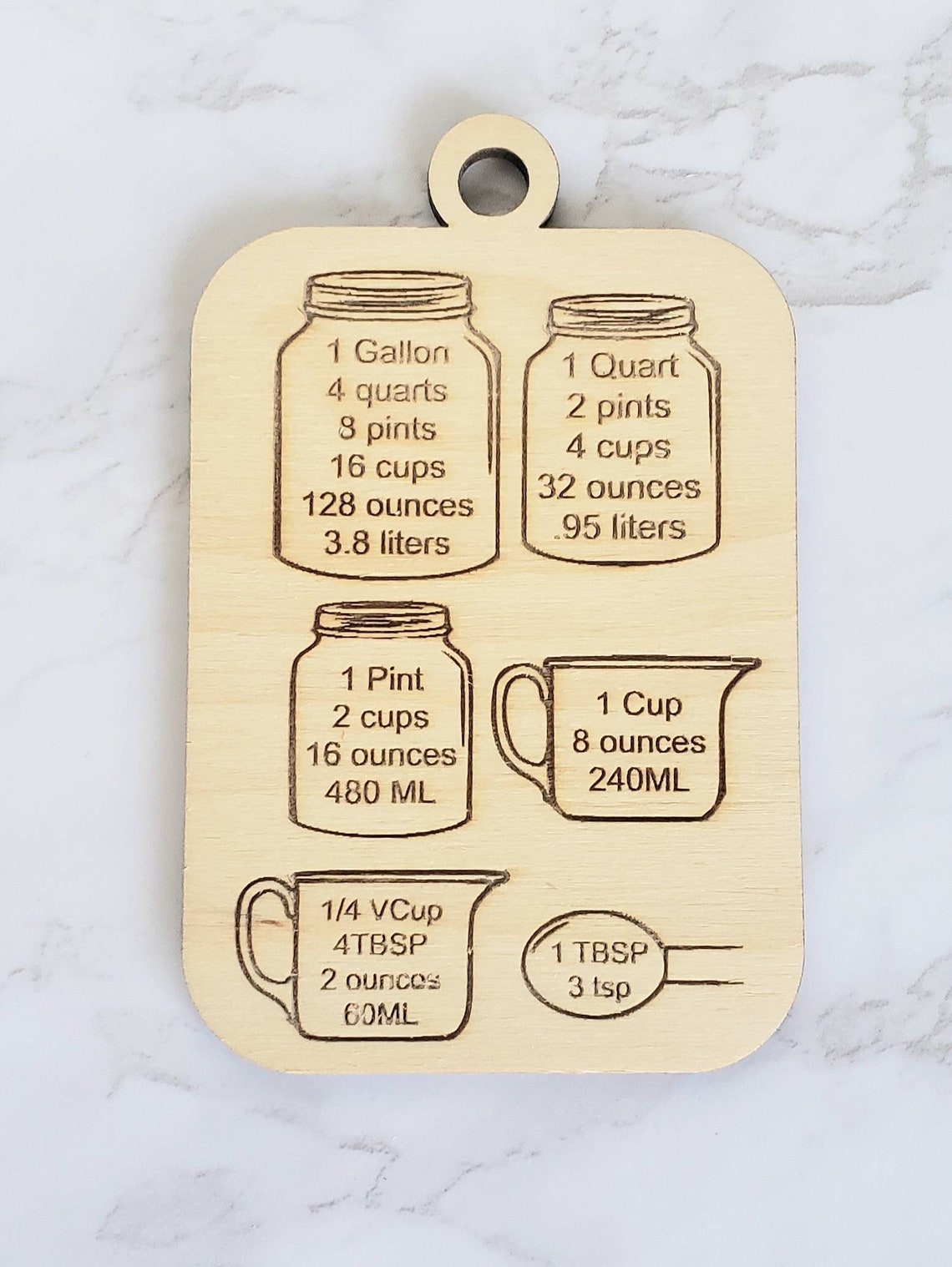 Kitchen Conversion Measuring Chart Wood Laser Chart | Etsy