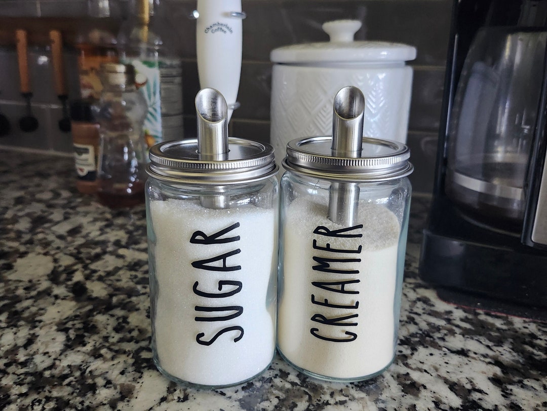 Sugar and Creamer Despenser Set, Kitchen Storage, Coffee Bar, Organizer ...