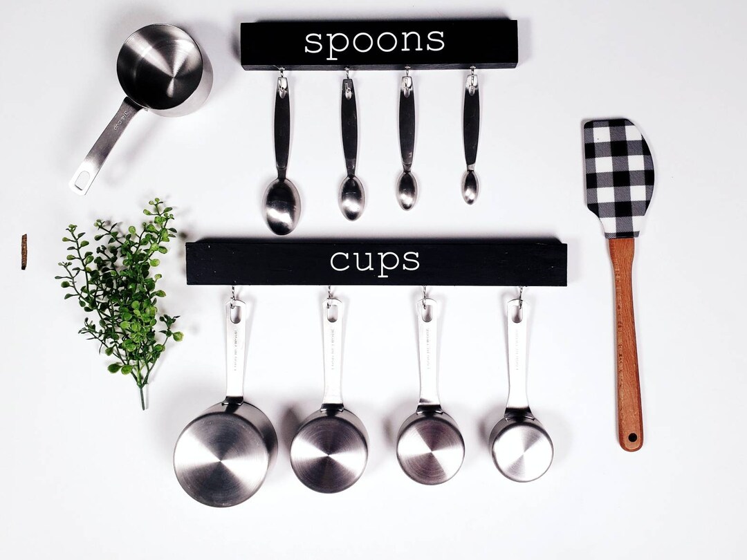 Measuring Cup and Spoon Organizer Set, Utensil Holder, Kitchen Storage ...